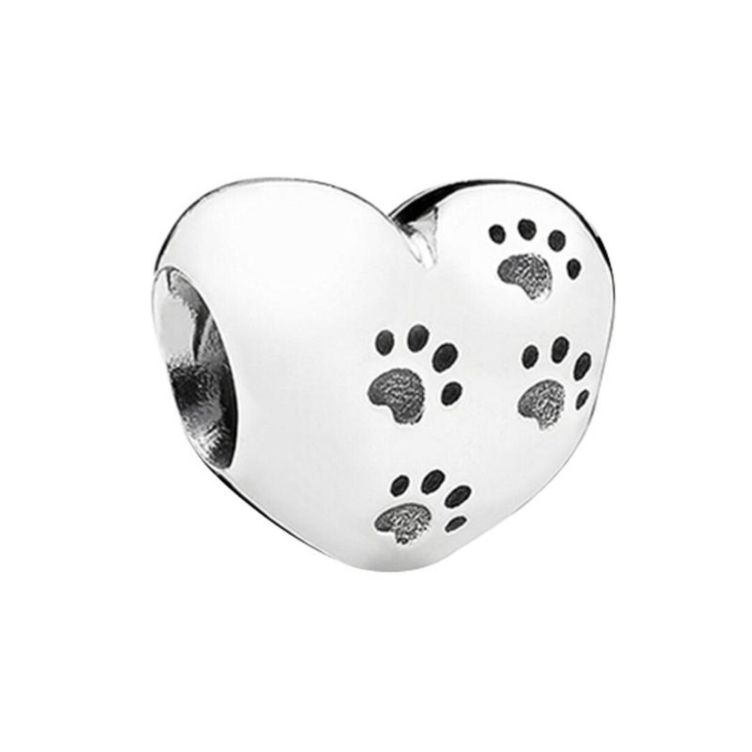 Pandora Dog Paw Prints' Heart Charm Bracelet Bead - Etsy