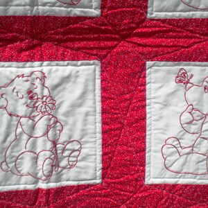 Little Bears in Redwork Baby Quilt/ Toddler Blanket - Etsy