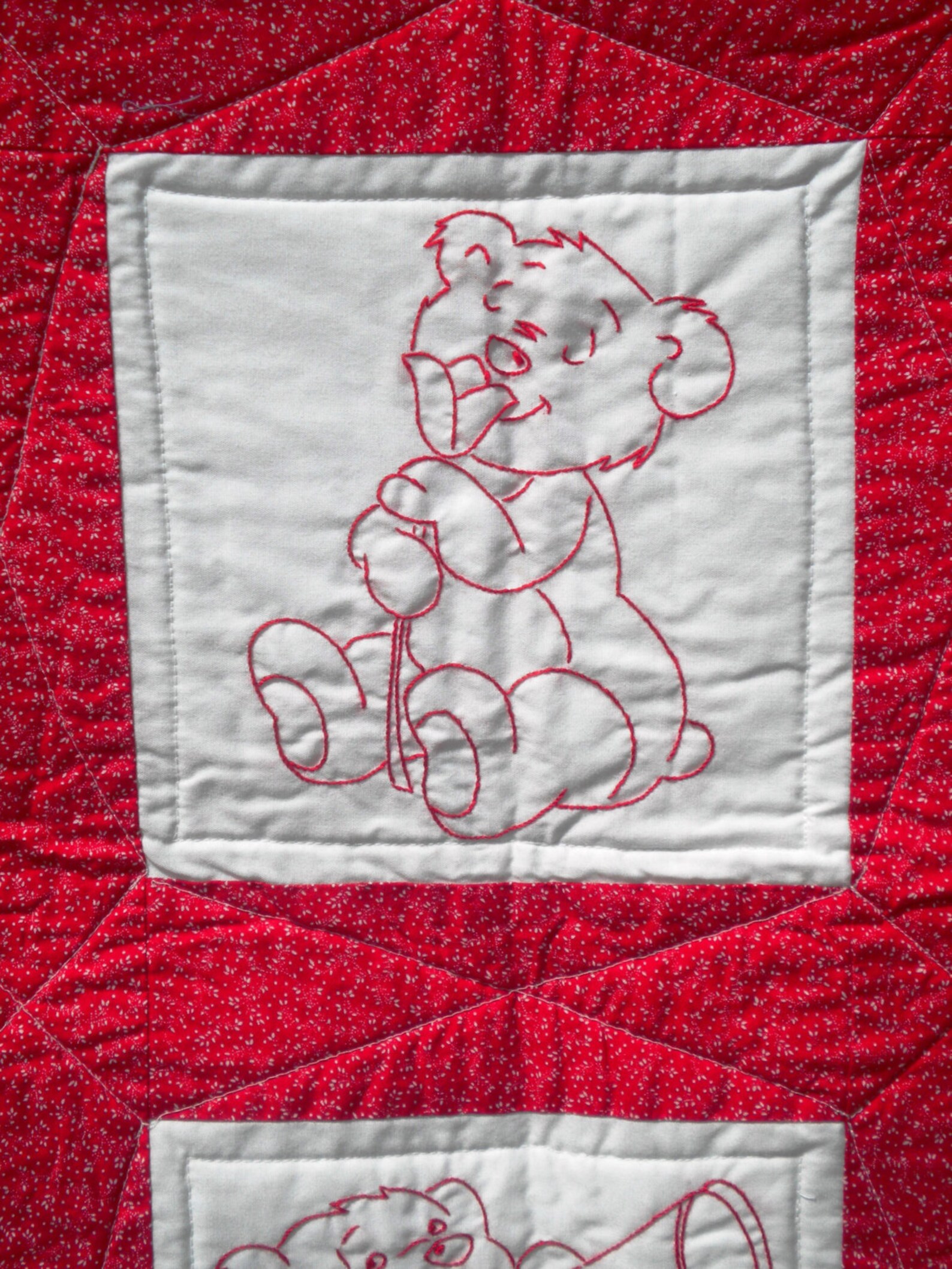 Little Bears in Redwork Baby Quilt/ Toddler Blanket - Etsy