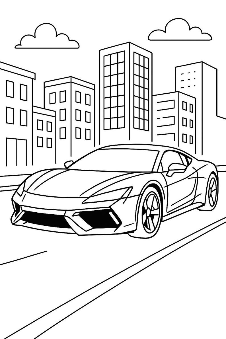 Kids Car Coloring Pages | 4 Printable Coloring Sheets for Boys | Simple ...