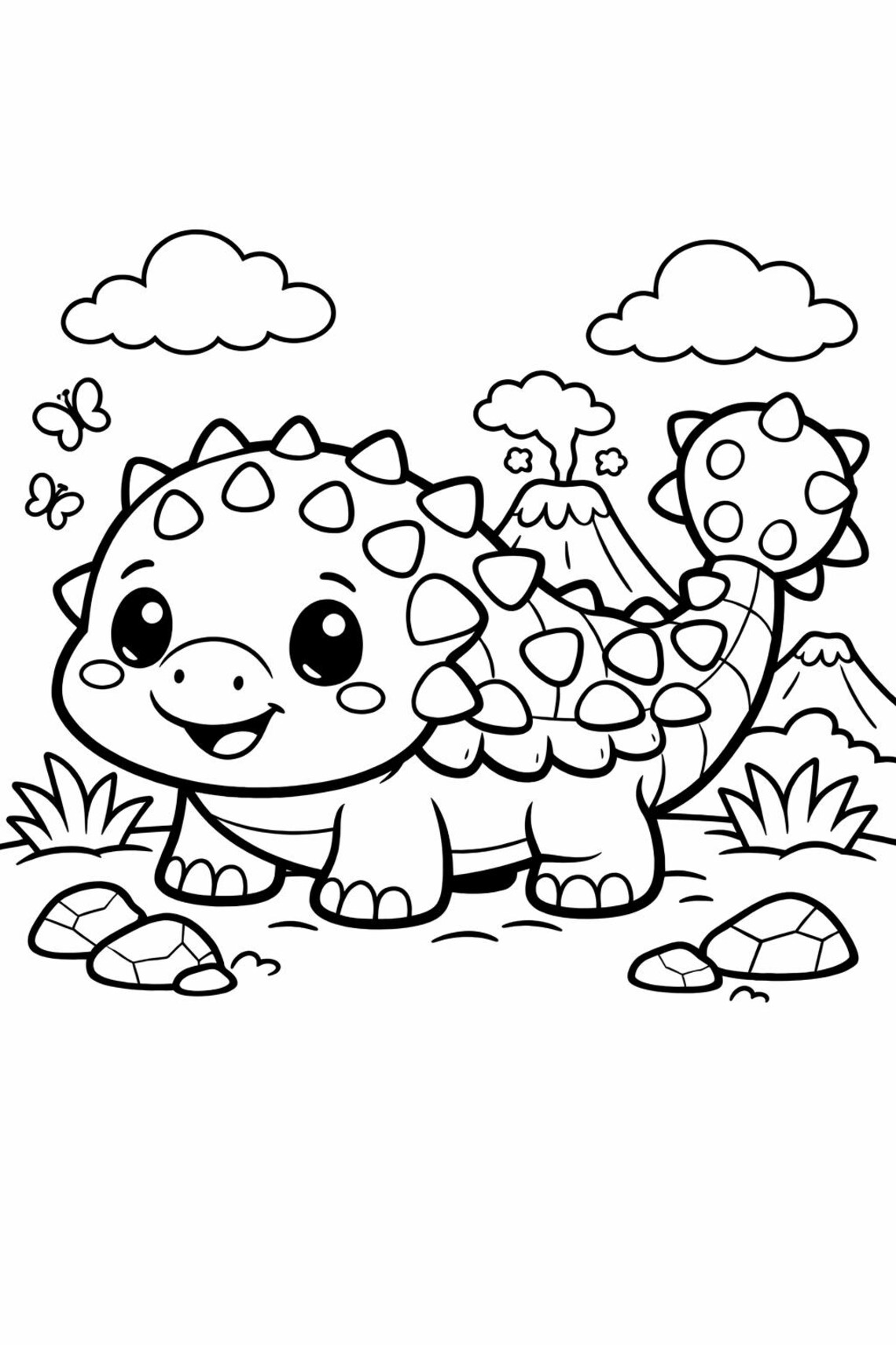 Dinosaur Coloring Pages for Kids | Cute Dino Coloring Book Printable ...