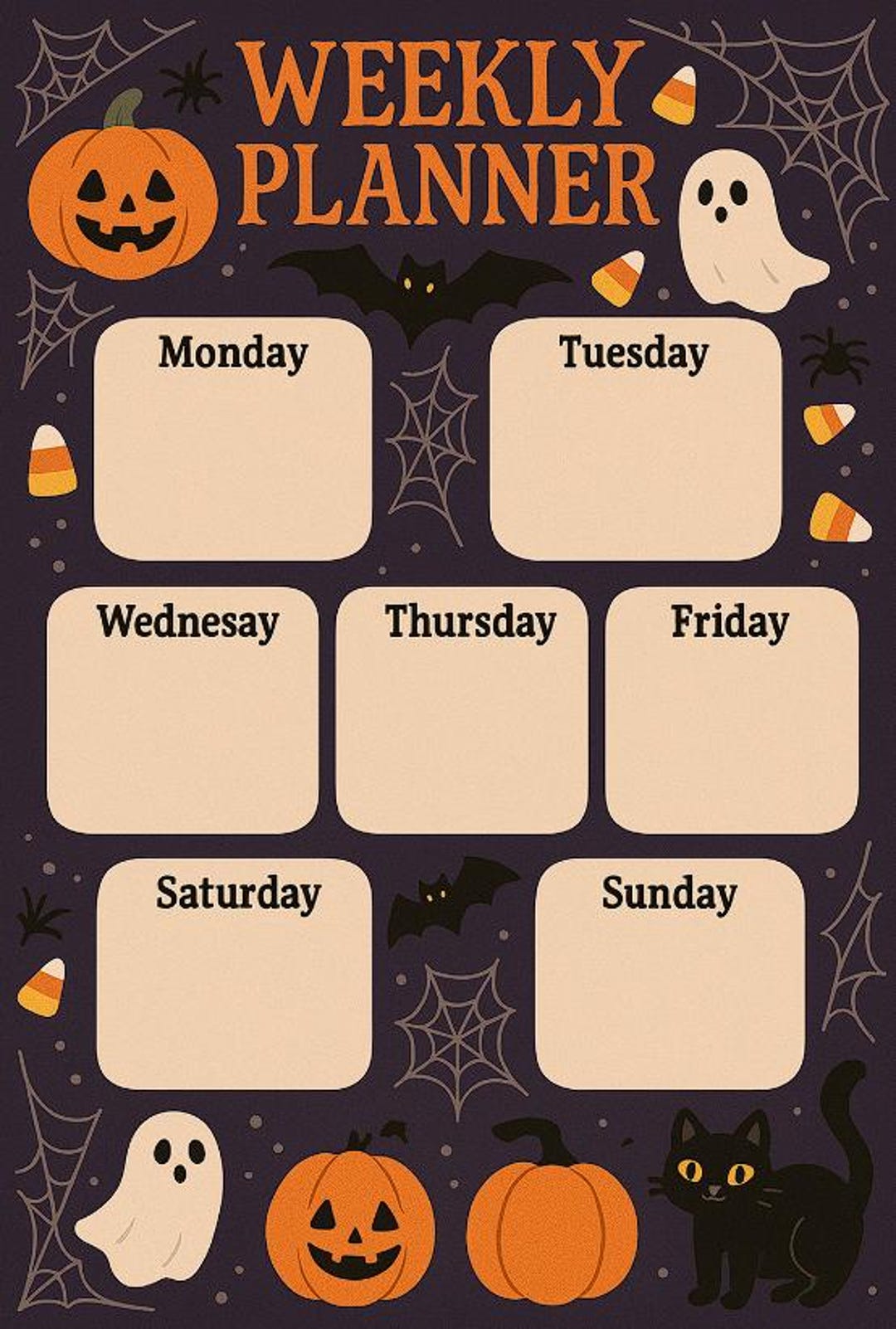 Halloween Weekly Planner | Printable Spooky Planner | Ghost Pumpkin ...
