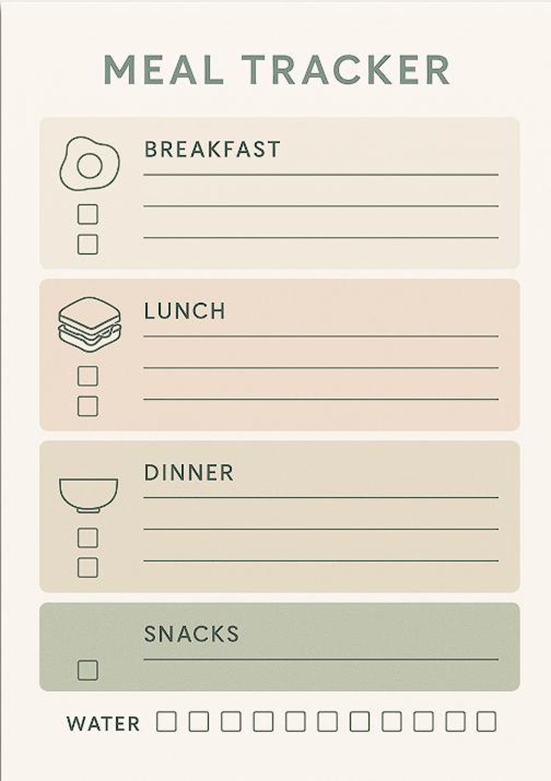 Printable Meal Tracker: Daily Food Log, Diet Journal (digital Download ...