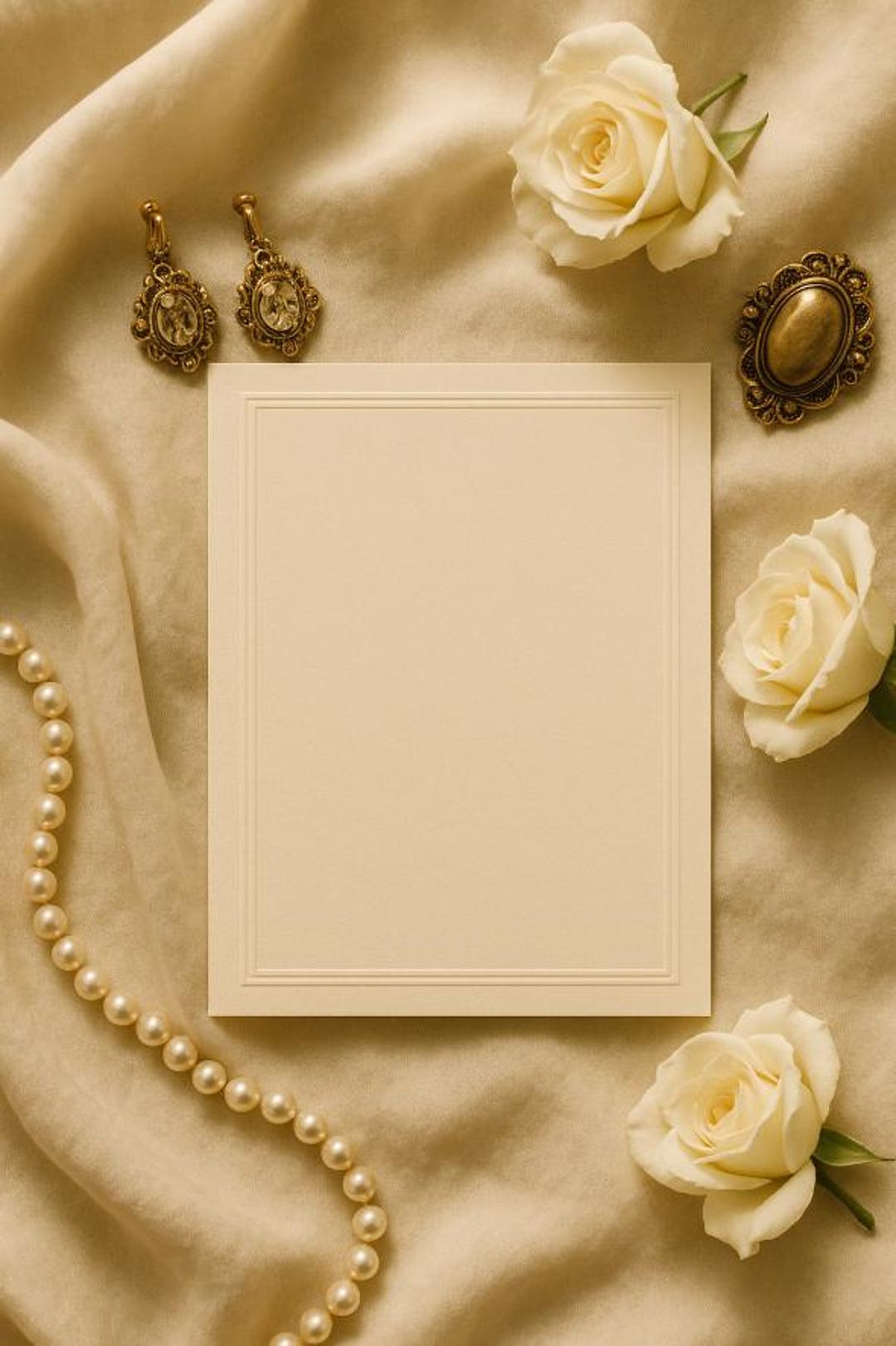 Vintage Wedding Card Template: Elegant Gold & Rose Design (PNG) - Etsy
