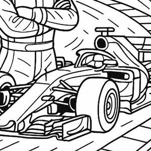 Formula 1 Coloring Page: Race Car & Driver Printable (instant Download ...