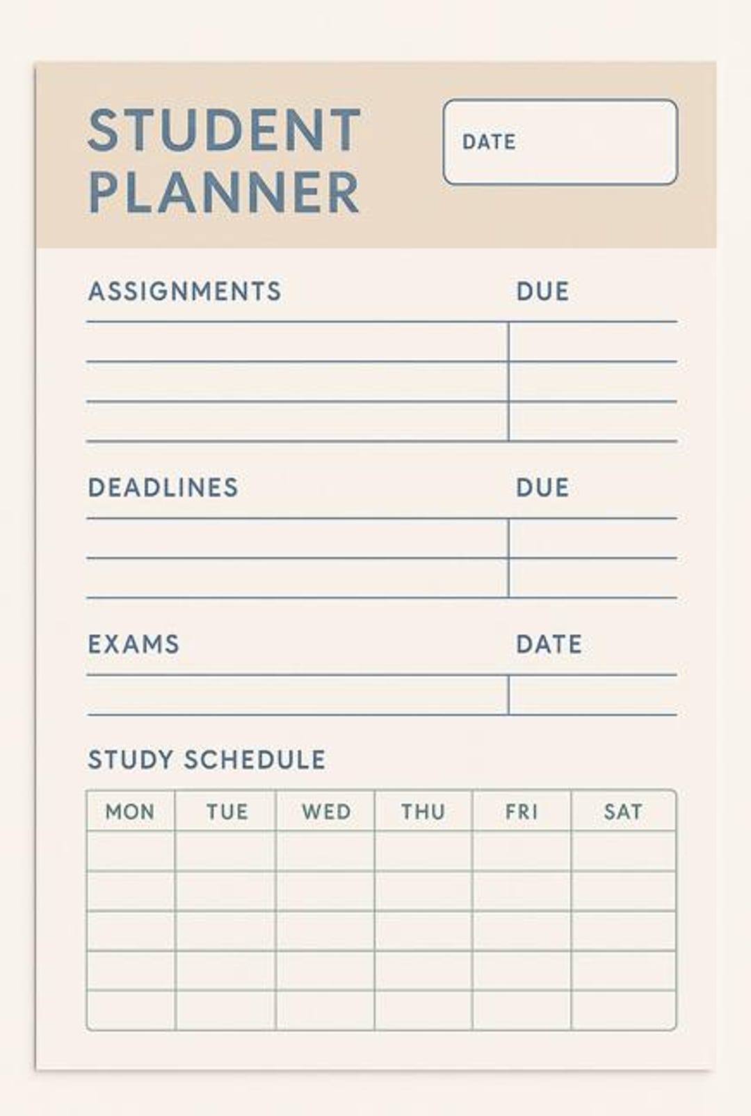 Academic Planner for Students | Printable Study Organizer PDF ...