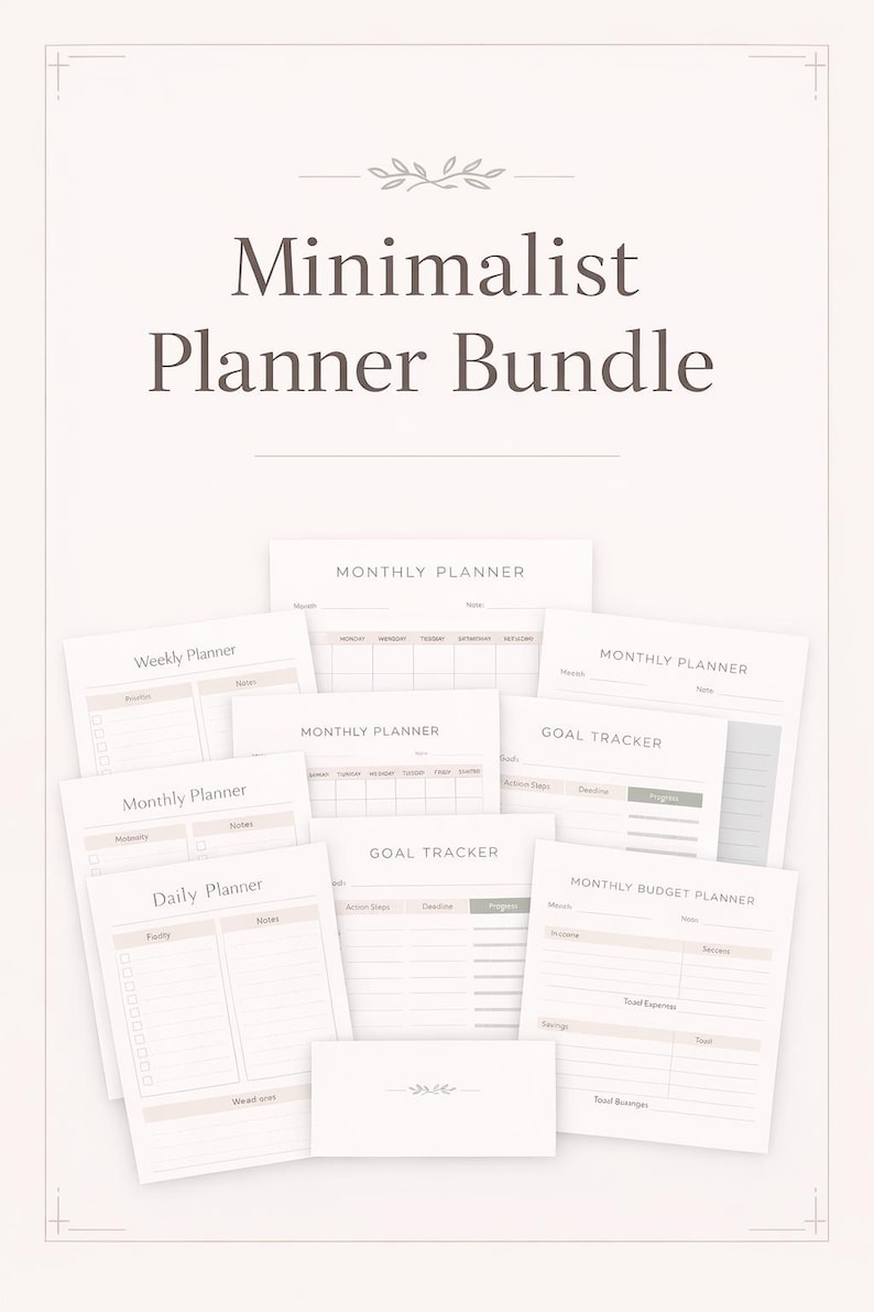 Minimalist Planner Bundle | Daily, Weekly, Monthly (PDF) - Etsy