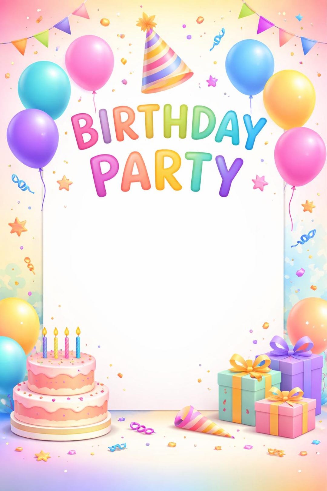 Colorful Birthday Party Invitation Printable | Kids Birthday Invite ...