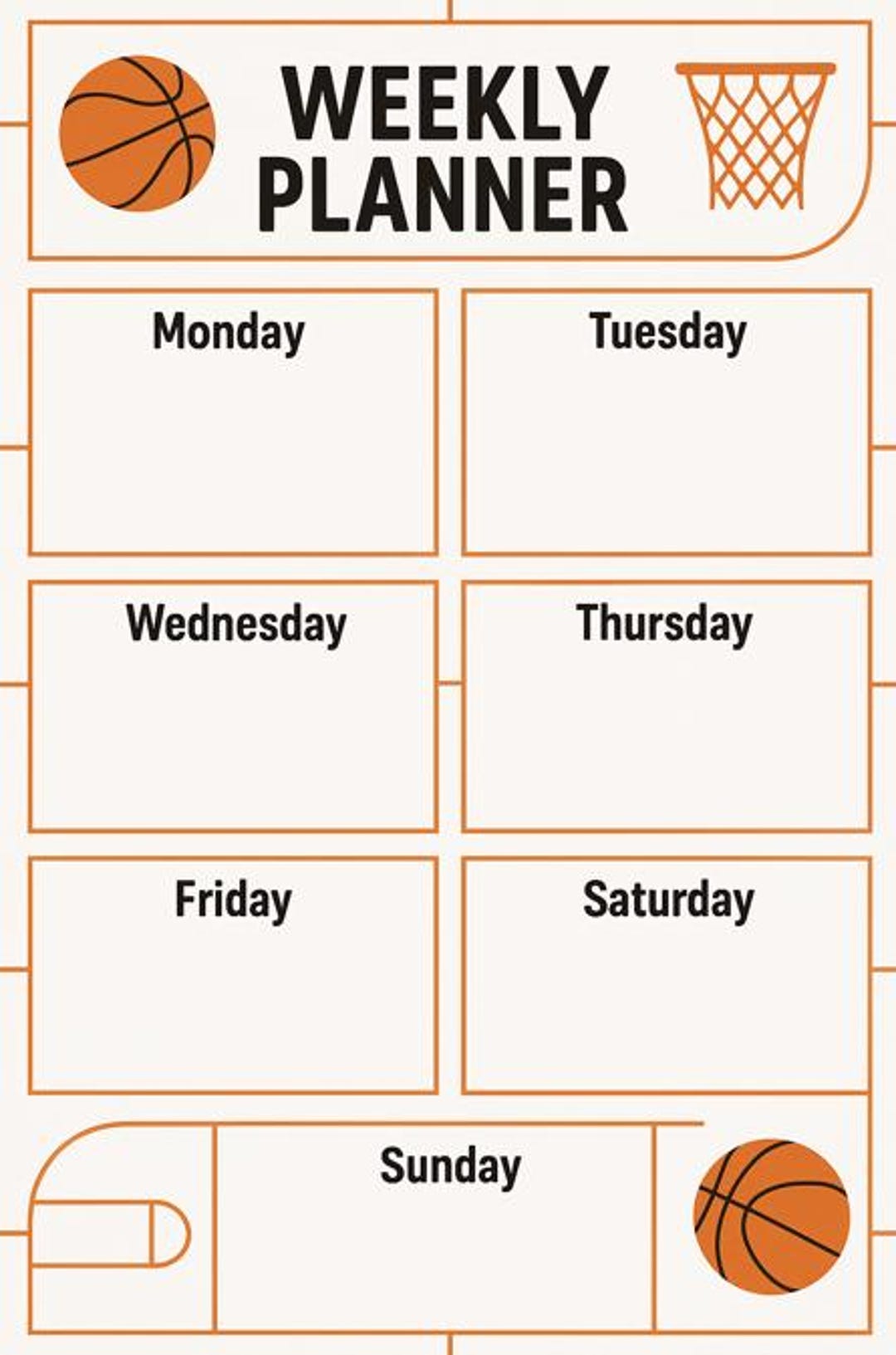 Basketball Weekly Planner | Printable Sports Organizer | Game ...