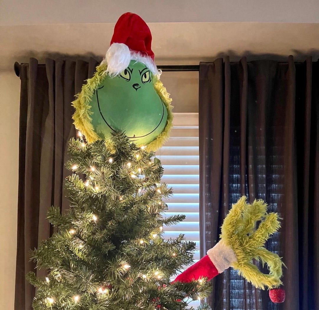 Grinch Head and Arm Tree Topper, Christmas Decorations, Grinch ...