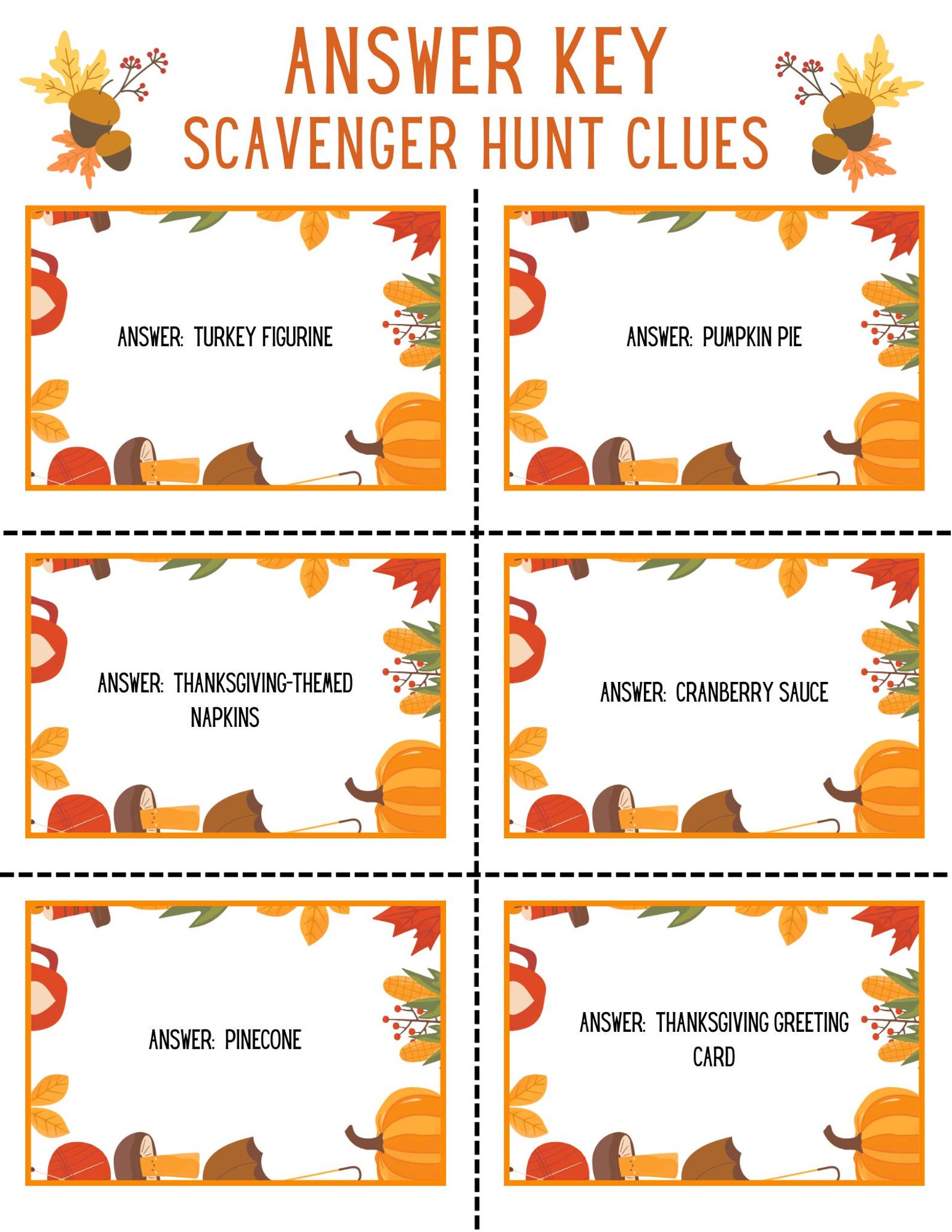 Thanksgiving Scavenger Hunt Bundle - Etsy