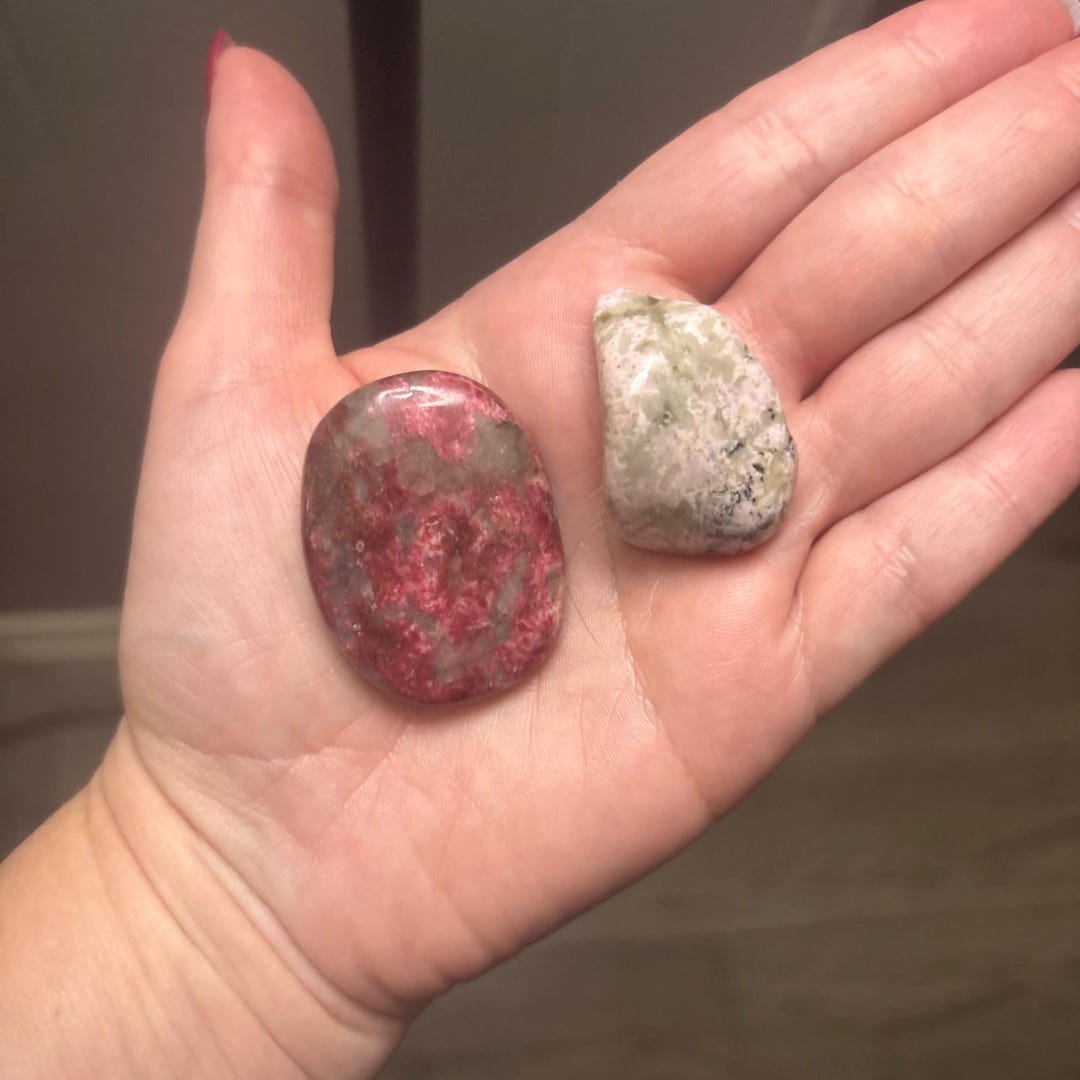Thulite Collection - Light Pink Tumble + Dark Pink Flat Stone From ...