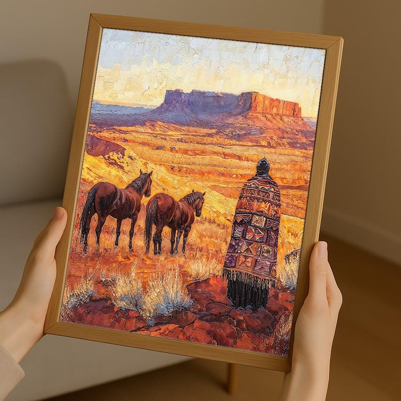 Southwestern Heritage Landscape Wall Art, Cultural Desert Scene Digital ...
