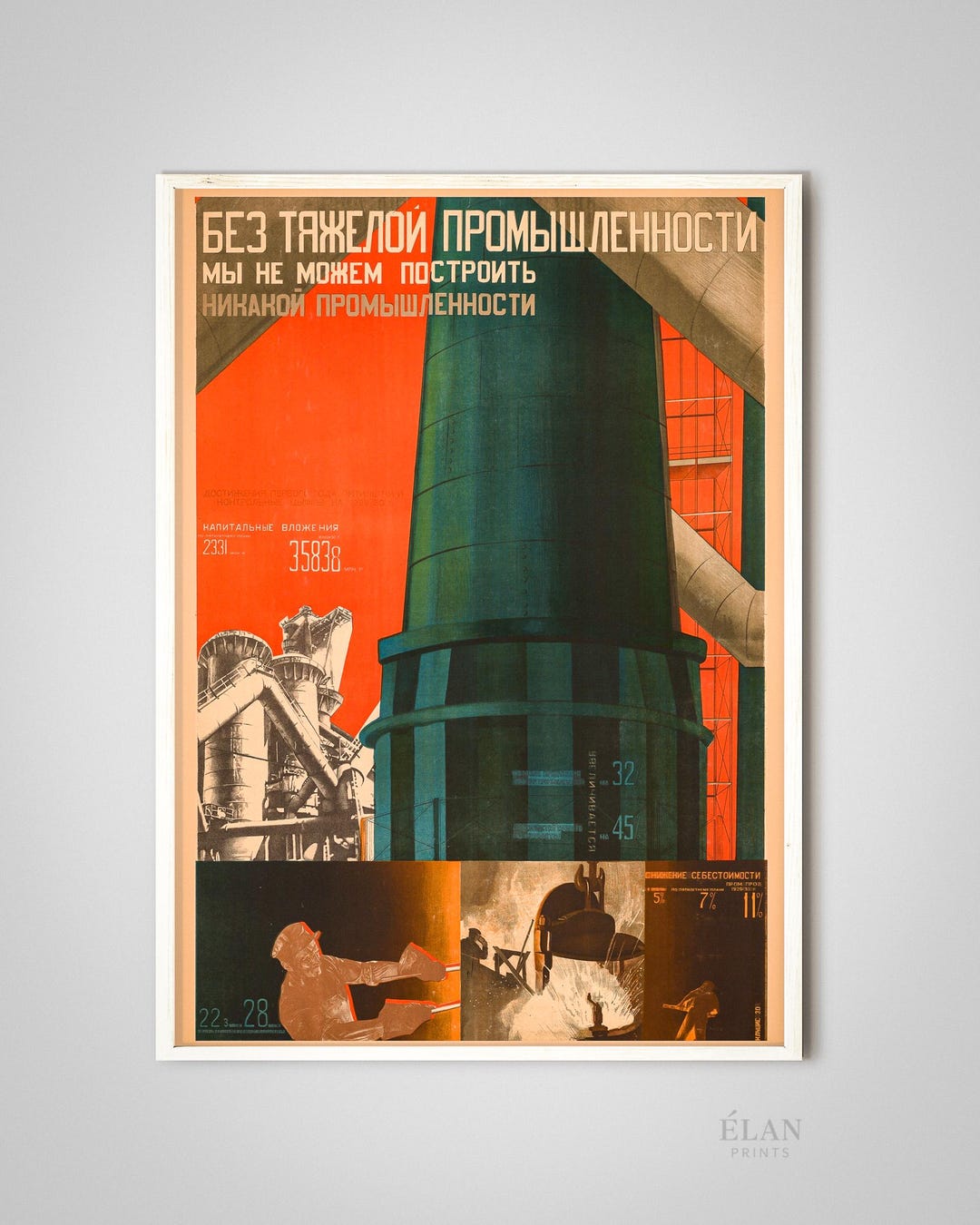Soviet Industrial Poster (1930) | Vintage Constructivist Wall Art ...