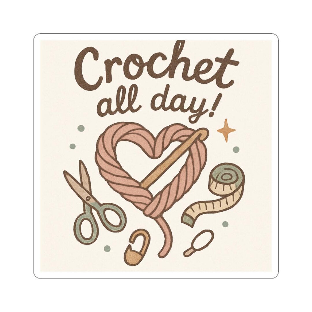 Crochet All Day Stickers, Cute Crochet Decals, Craft Room Decor, Gifts ...