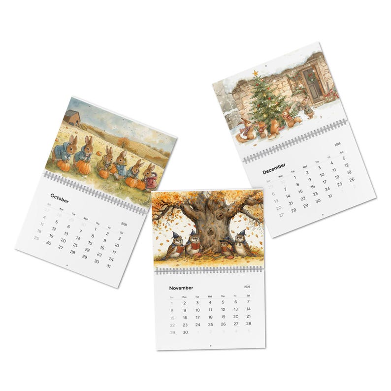 Charming Illustrated Wall Calendar 2026, Whimsical Nature Scenes With ...