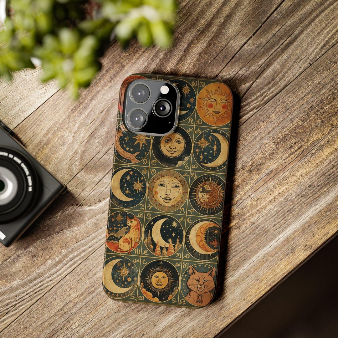 Cosmic Folklore Illustration Slim Phone Cases | Celestial Moons Suns ...