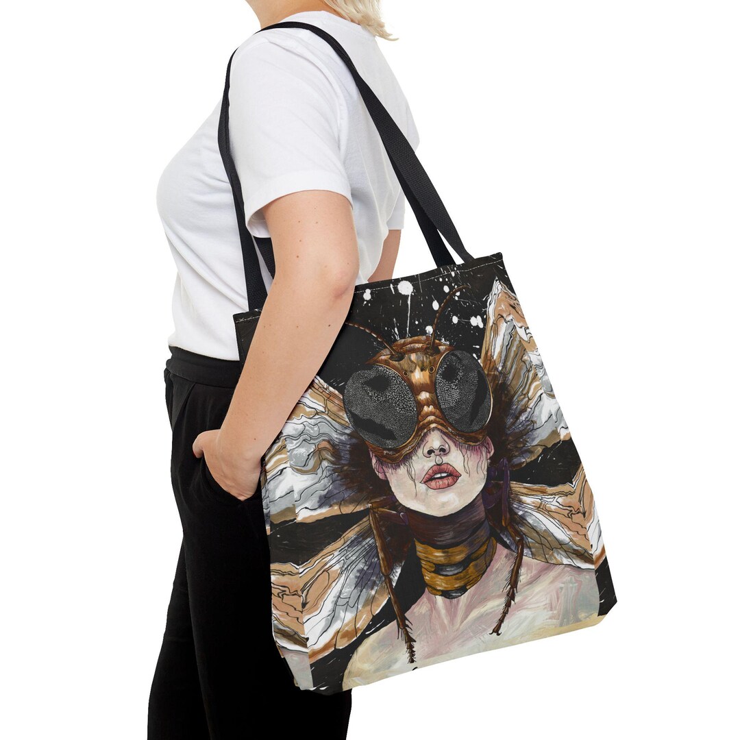 Surreal Insect Woman Tote Bag AOP All Over Print Boho Dark Aesthetic ...