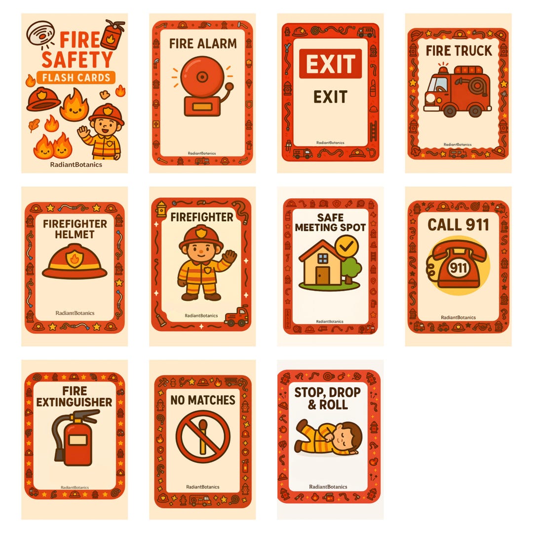 Fire Safety Flash Cards (english) - Etsy Canada