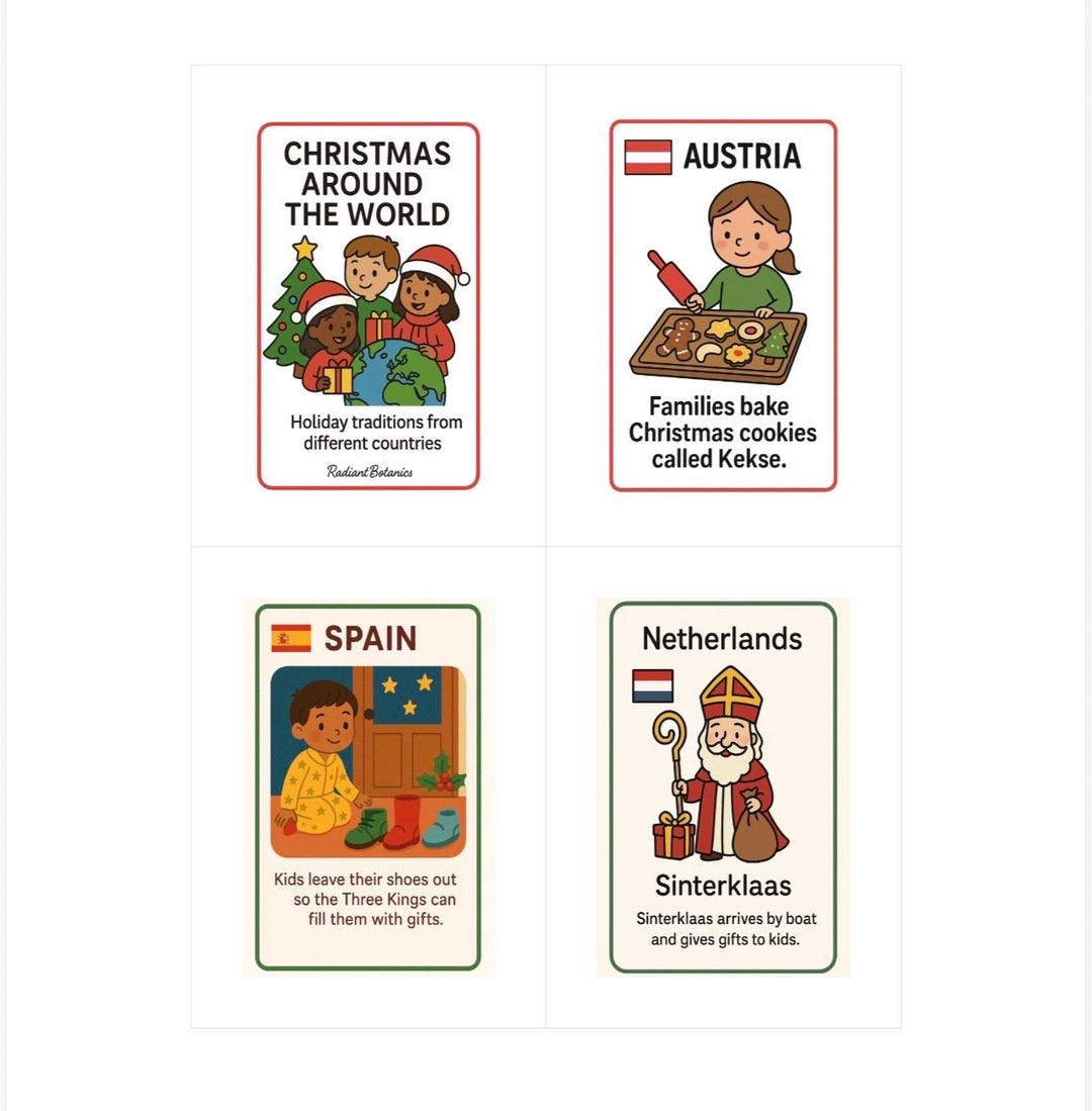 Christmas Around the World Flashcards - Etsy