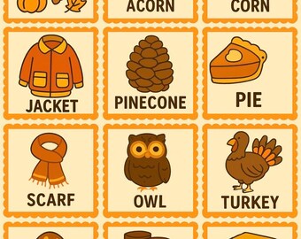 30 Fall Flashcards for Kids, Autumn-themed Vocabulary Cards, Seasonal ...