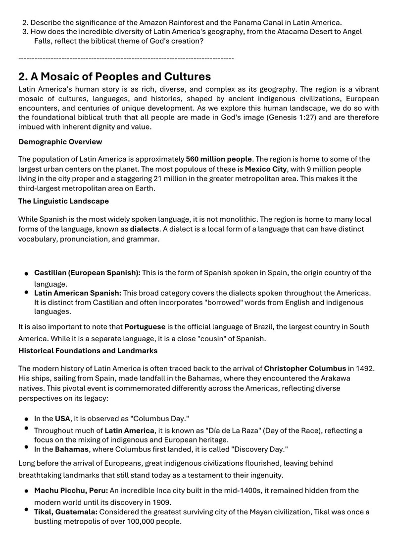 Latin America Geography Unit + Map Activities | Christian Worldview ...