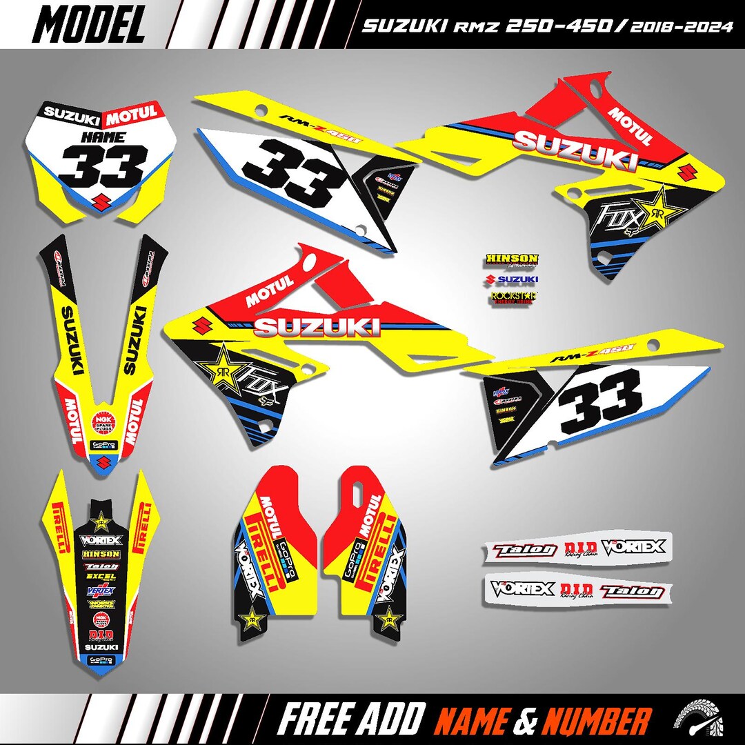 Suzuki RMZ 250 450 Graphics Kit | MX Decals Stickers | Custom Racing ...