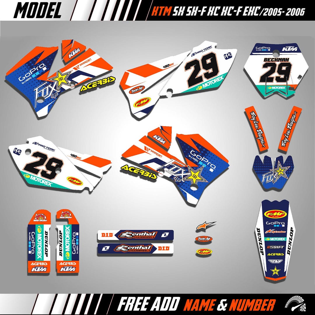KTM Sx Sxf Xc Xcw Exc Graphics Kit | Custom MX Decals Vinyl | 125 250 ...