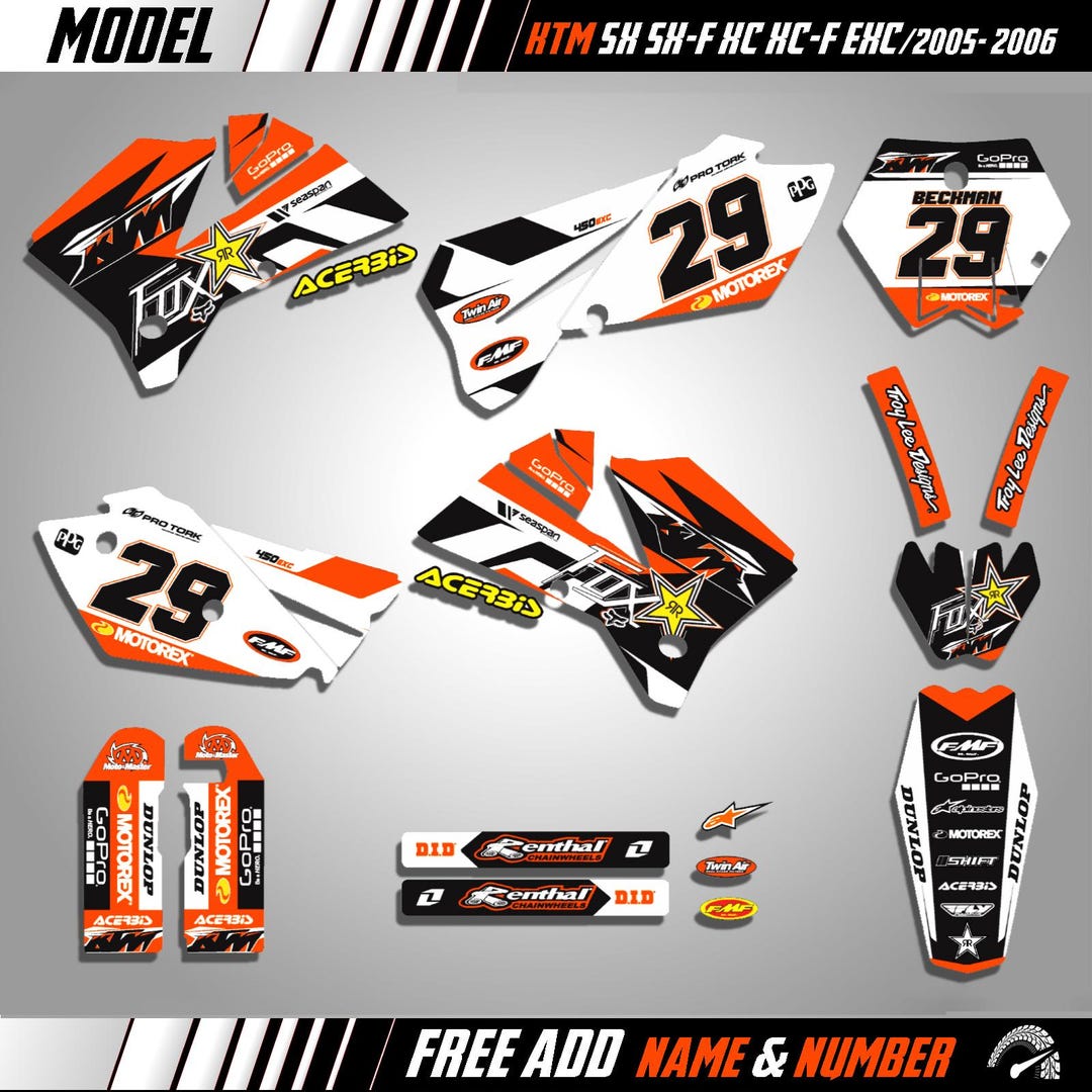 KTM Sx / Sxf / Exc / Xc / Xc-w Graphics Kit | 125–450 Decals Stickers ...