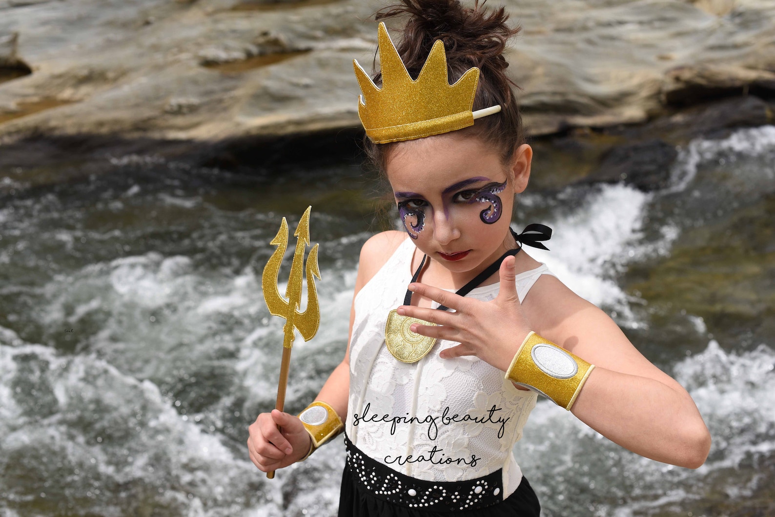 Ursula Inspired Crown and Trident Set Glitter and Felt Dress - Etsy Canada