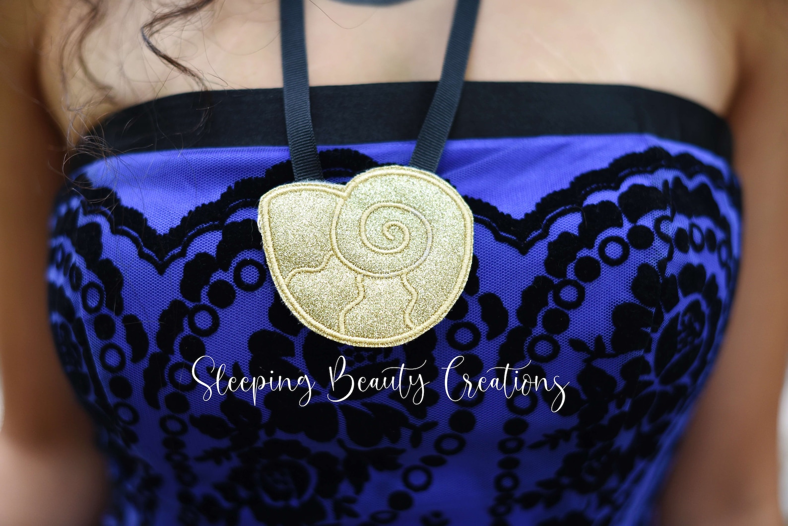 Ursula Inspired Shell Necklace Embroidered Glitter Dress up | Etsy