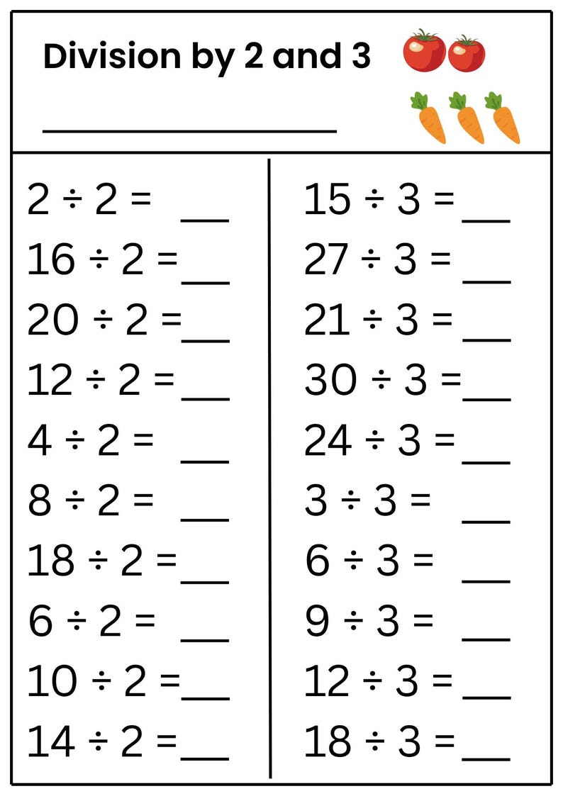 10 Easy to Print Math Worksheets for Division With 2-9 for 3rd Grade ...