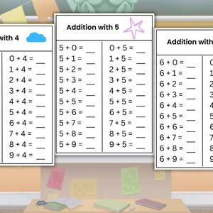 Printable Worksheets With Addition of Numbers for Preschool Children - Etsy