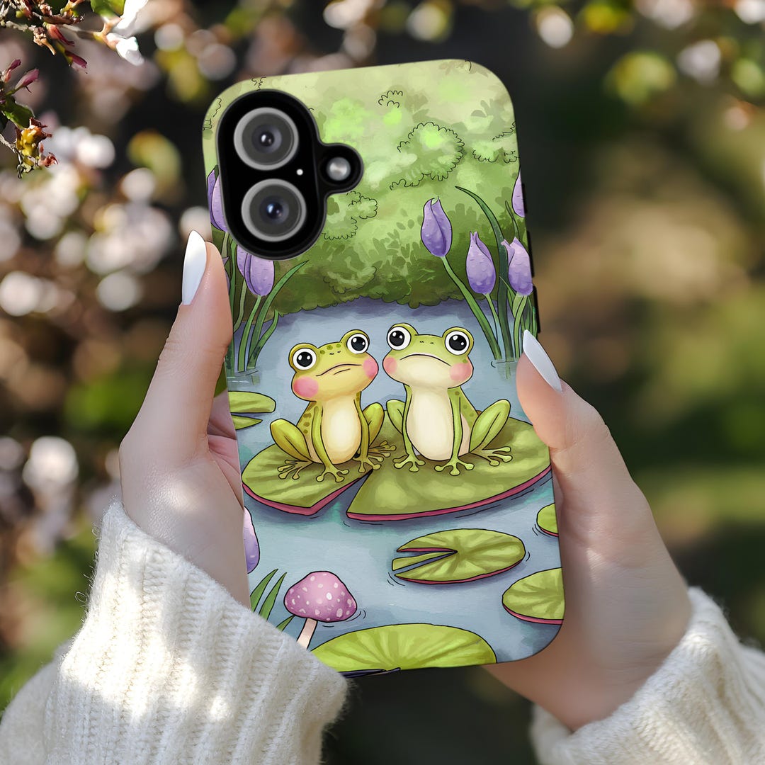 Cute Frogs Whimsical Nature Phone Case, iPhone 16 15 14 13, Pro Max ...