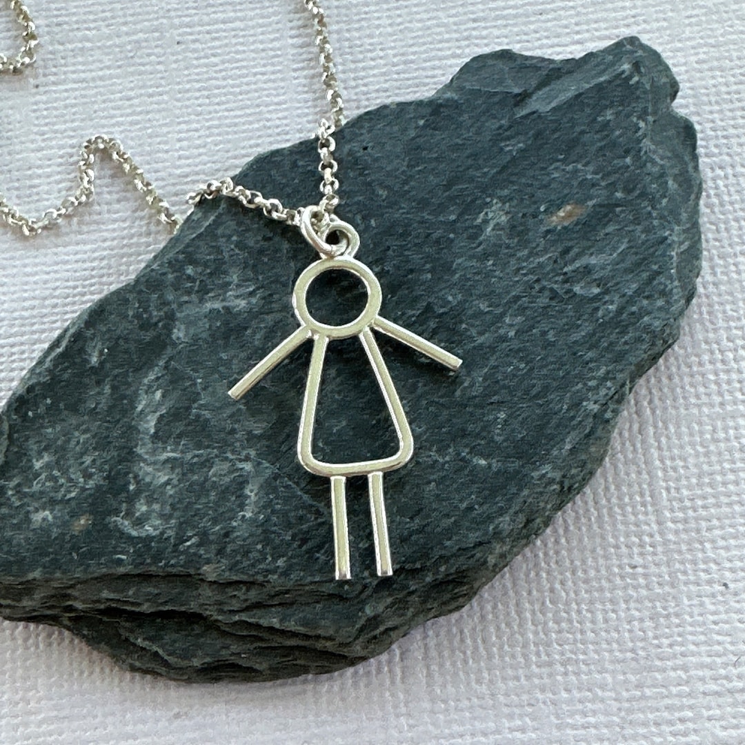 Sterling Stick Figure Necklace, Handmade Necklace With Stickfigure - Etsy