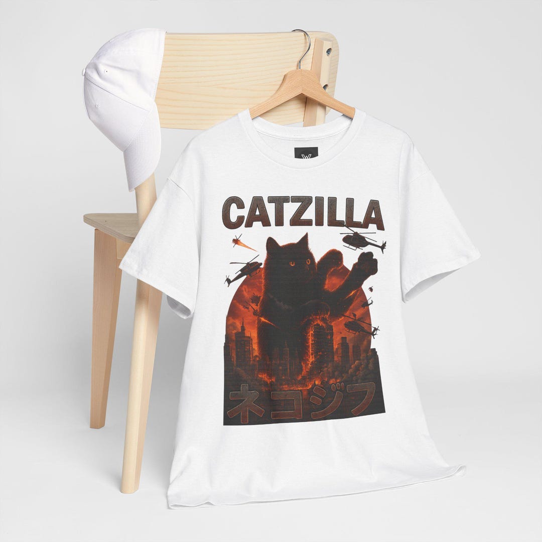 Catzilla Monster City Silhouette T-shirt | Cat Kaiju Graphic Tee - Etsy