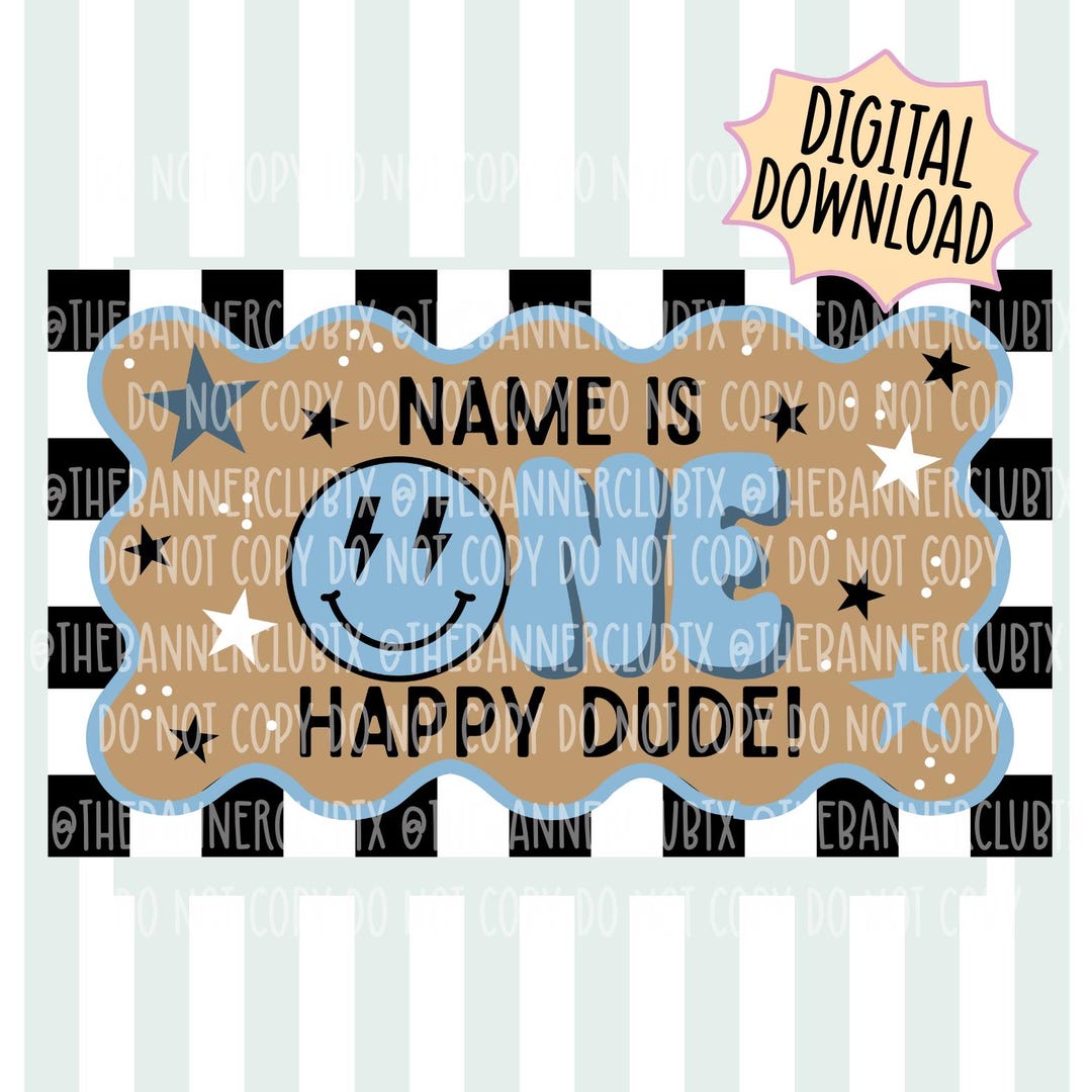 One Happy Dude Banner Template | DIGITAL FILE | First Happy Birthday ...