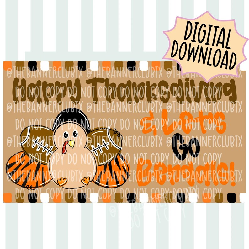 Bengals Thanksgiving Banner Template | DIGITAL FILE | Football Turkey ...