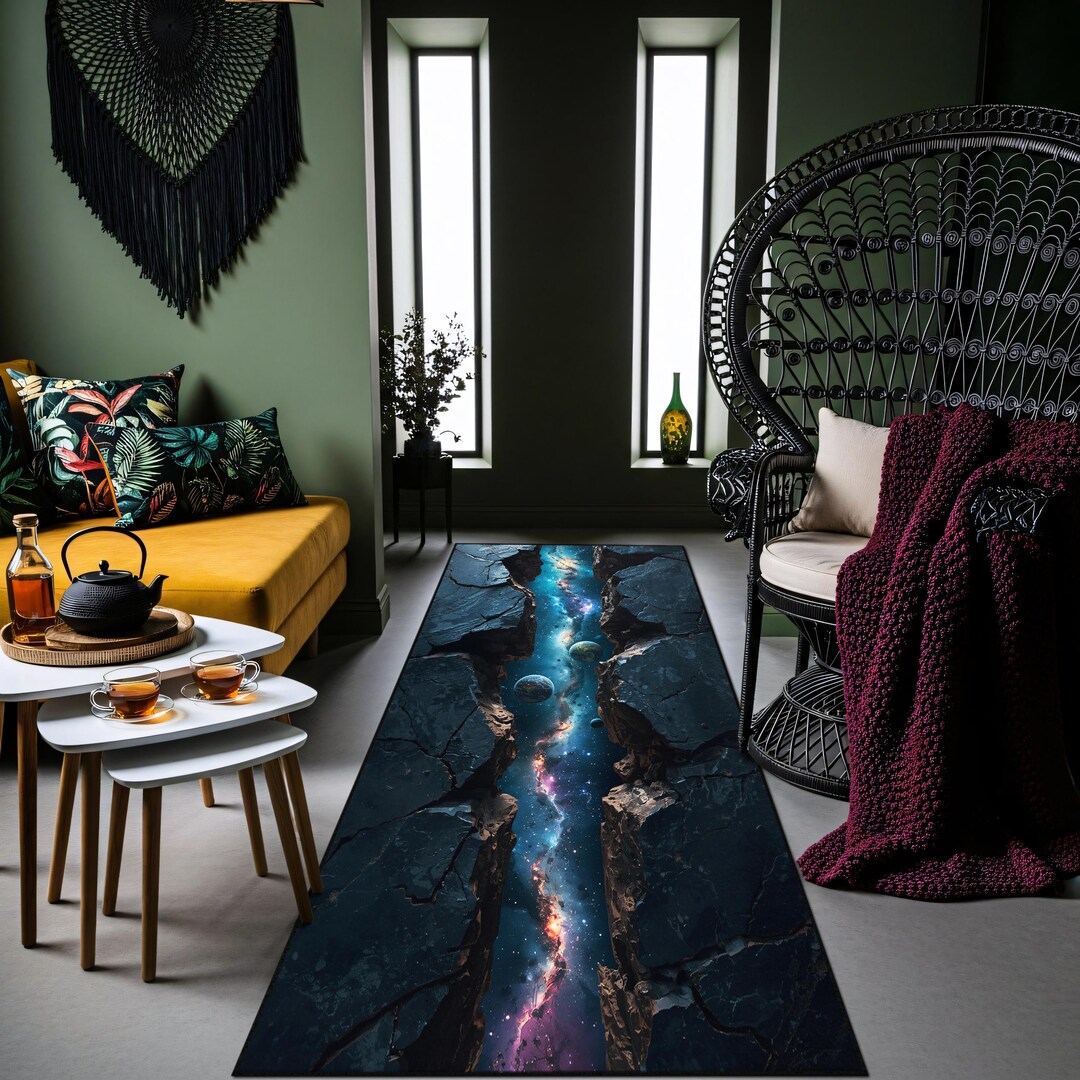 Galactic Abyss Optical Illusion Runner, 3D Space Chasm Rug, Deep ...