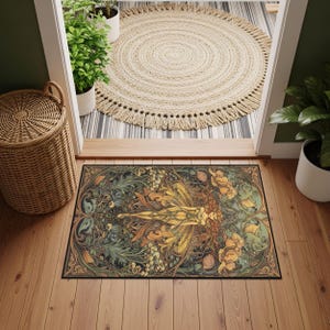 Fairy Art Nouveau Rug, Botanical Forest Carpet, Enchanted Boho Nature ...