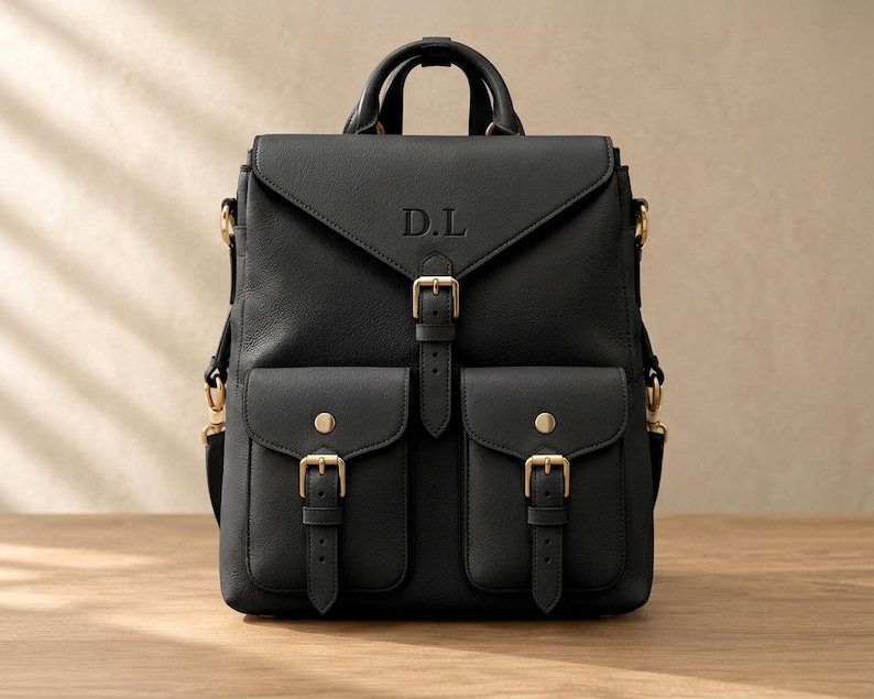Leather Laptop Backpack Purse, Convertible Tote Bag, Womens Custom ...