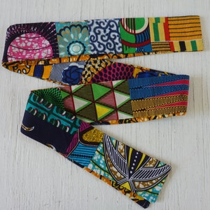 African Print Patchwork Sash Extra Long Double Sided Sash OOAK - Etsy