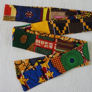 African Print Patchwork Sash Extra Long Double Sided Sash OOAK - Etsy