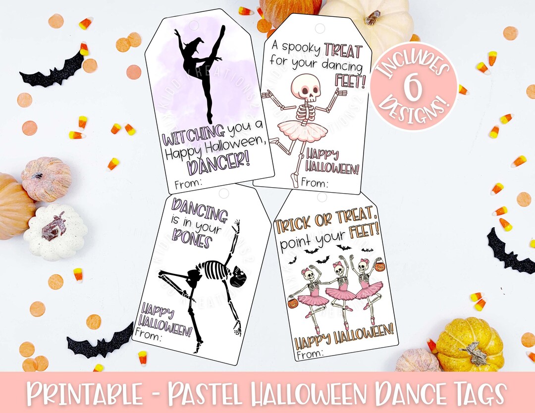 Dance Pastel Halloween Tags - Printable, Halloween Tags for Dancers ...