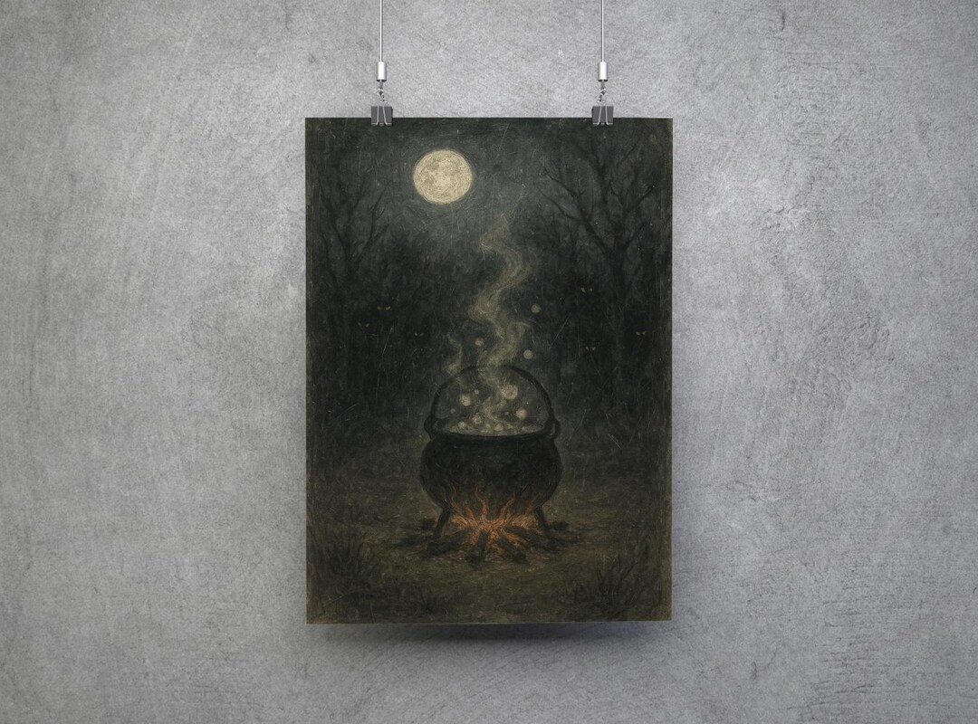 Bubbling Cauldron Digital Art Print – Textured Distressed Vintage Wall ...