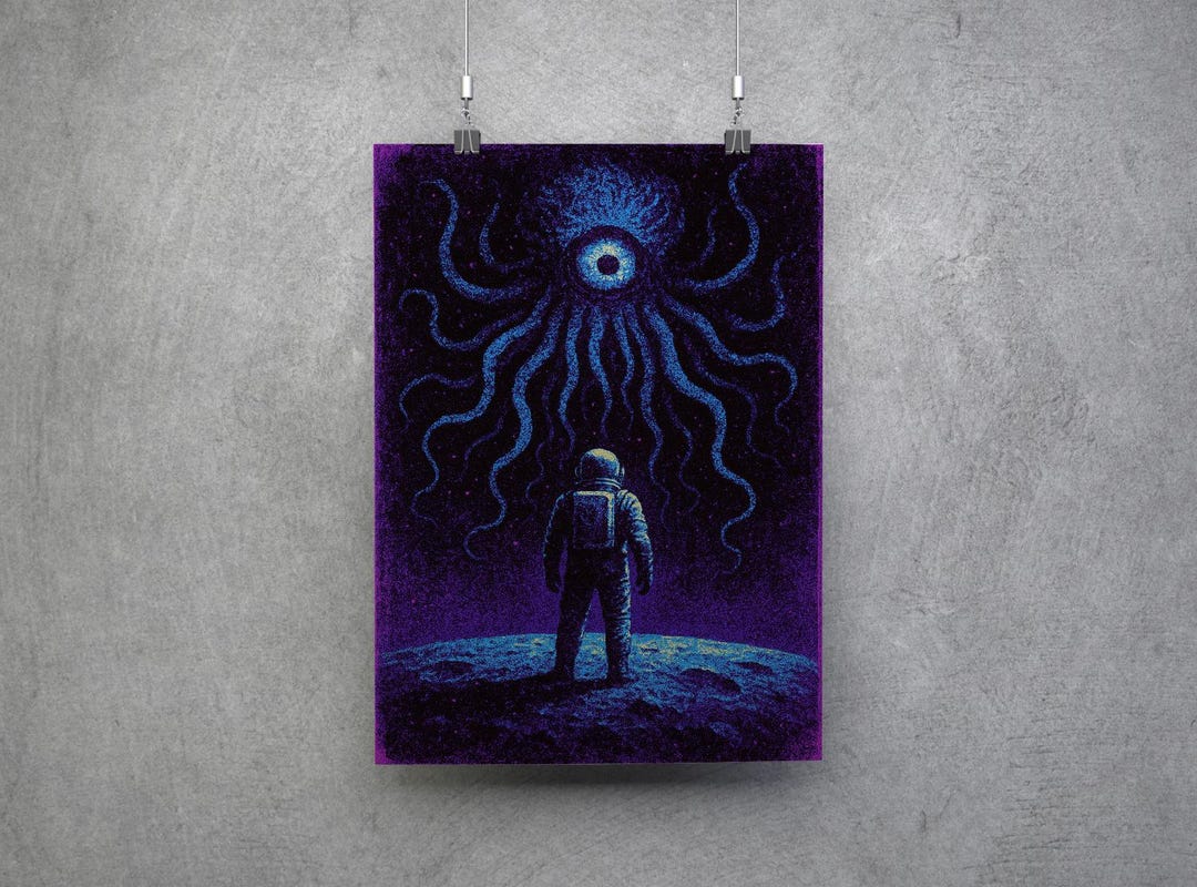 Cosmic Horror Astronaut Art Print – Retro Sci-fi Psychedelic Wall Art ...