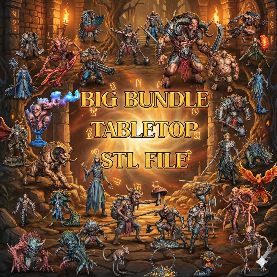 Big Tabletop STL Bundle | Fantasy Miniatures STL Pack | D&D RPG Warrior ...