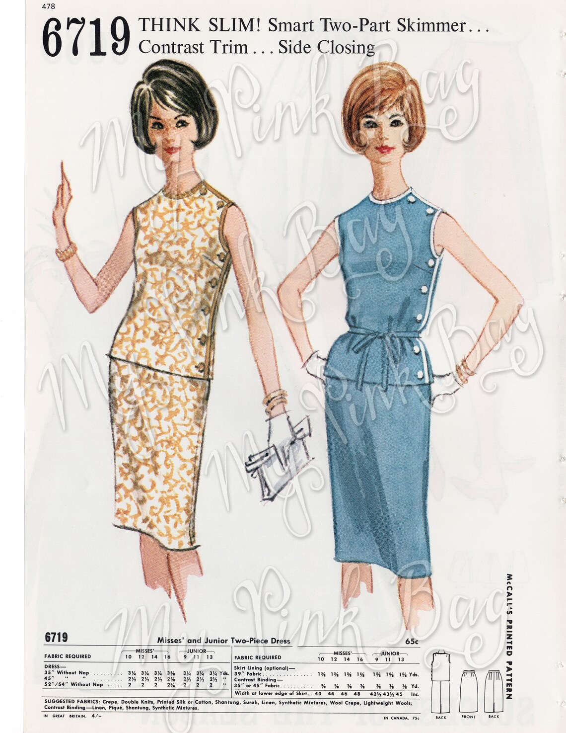 VINTAGE FASHION Envelopes Fashion Illustration, Pattern Envelopes ...