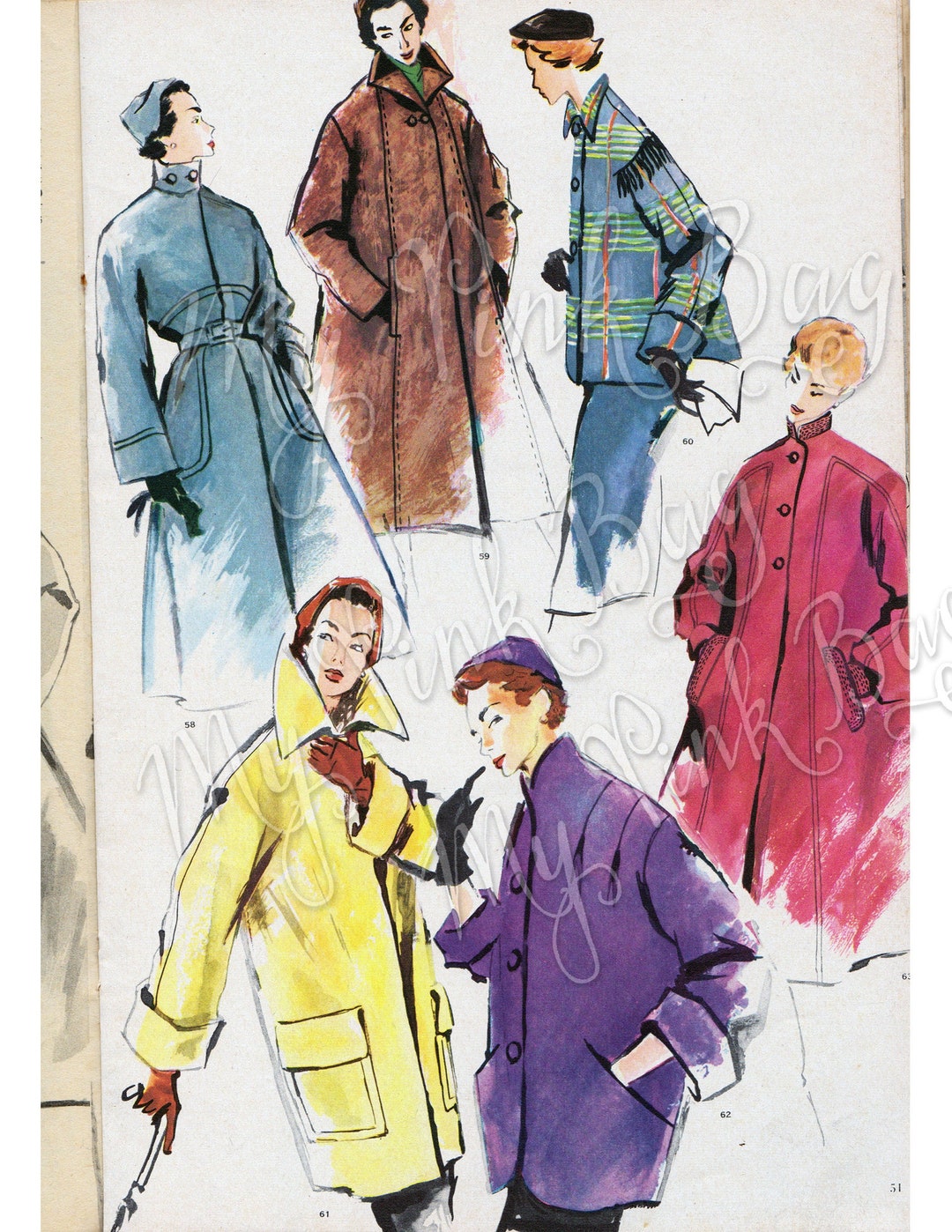 FRENCH Vintage 1953 Clipart, Fashion Illustration, French Magazines - Etsy