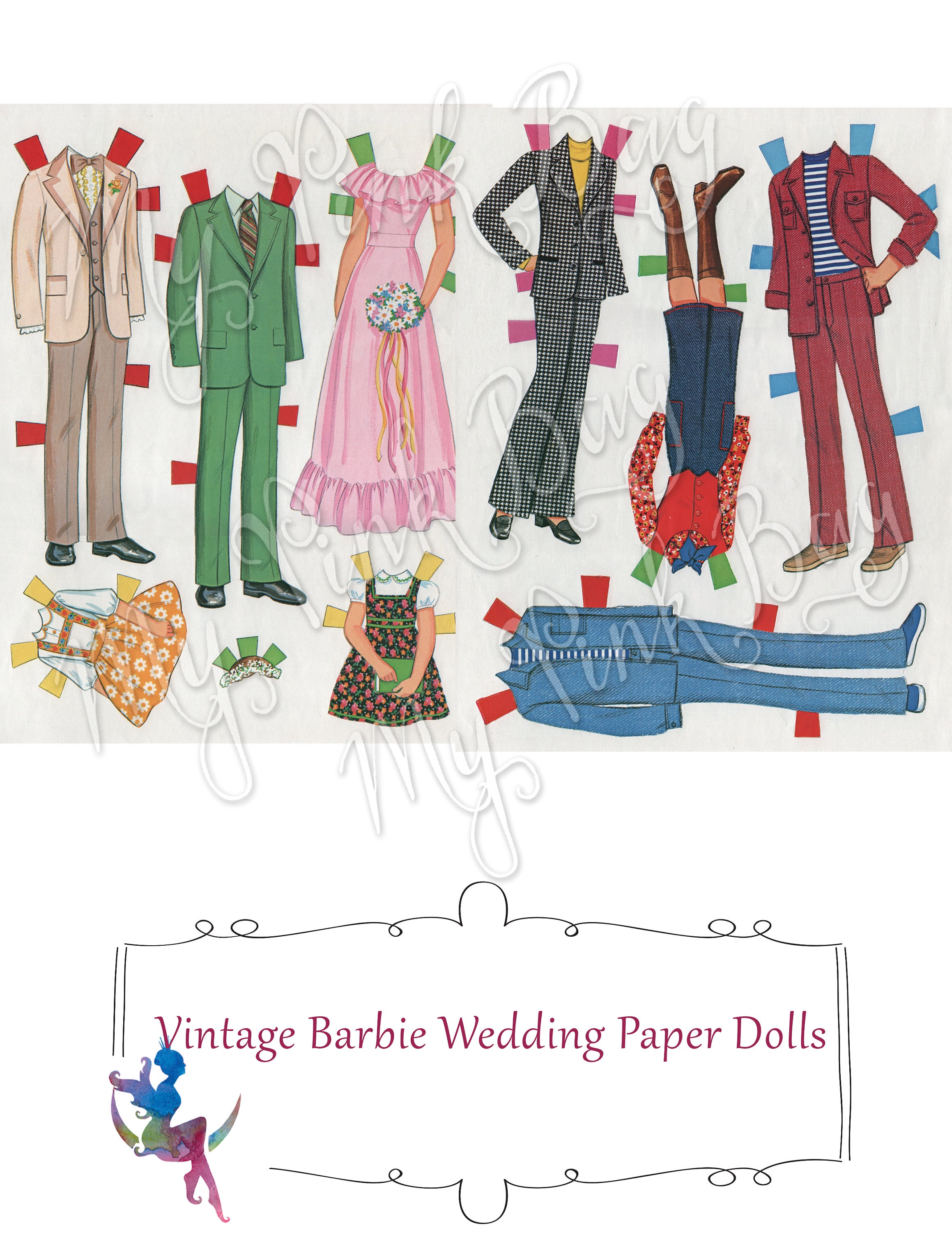 Vintage Bridal Barbie Paper Dolls Paper Art,scrapbook,junk Journaling ...